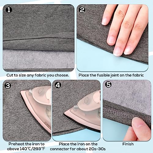 Fusible Interfacing, 11.4 in x 33 yd Polyester Non-Woven Interfacing Single-Sided Interfacing Lightweight Medium Weight Iron-On Interfacing for Sewing, Quilting, Crafting