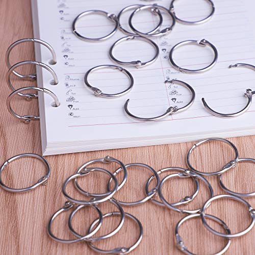 HAUTOCO 100Pcs 1.2 Inch Loose Leaf Binder Rings 30mm Silver Metal Book Rings Flash Cards Rings Keychain Key Rings for School Home Office