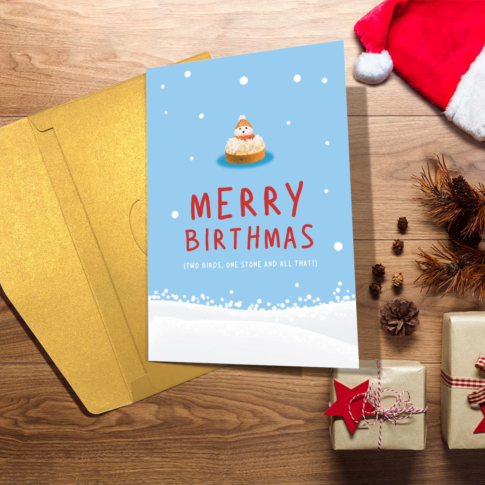 Funny Merry Christmas and Happy Birthday Card, Christmas Birthday Greeting Card, Xmas Bday Card