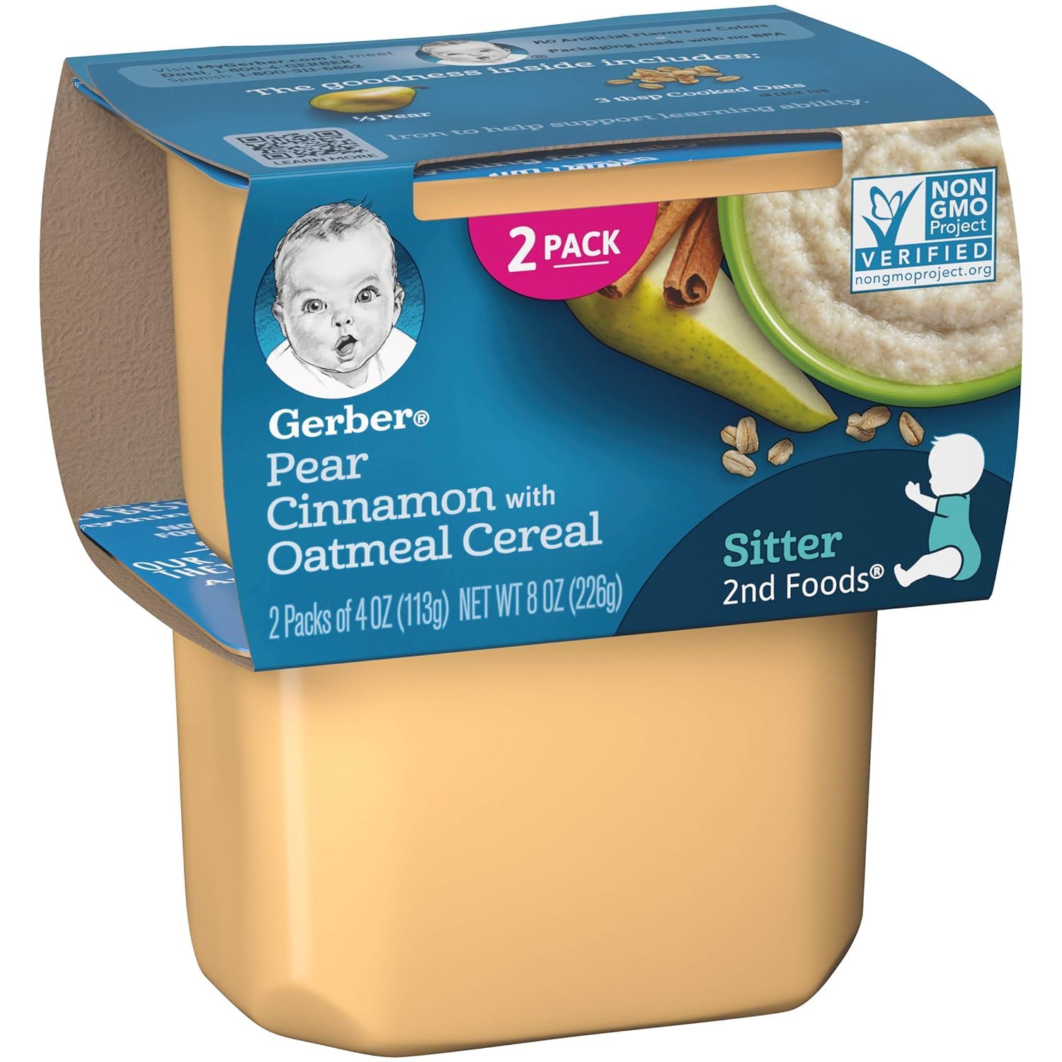 Gerber Baby Food, 2nd Foods, Pear Cinnamon with Cereal 8 Ounce (Pack of 8)