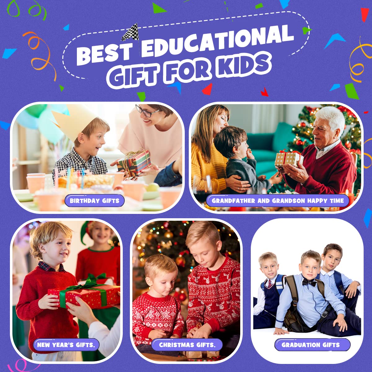 5 Set Science Kits for Kids, STEM Projects Gifts for Boys Girls, DIY Wooden Building Science Engineering Educational STEM Toys for Ages 6+