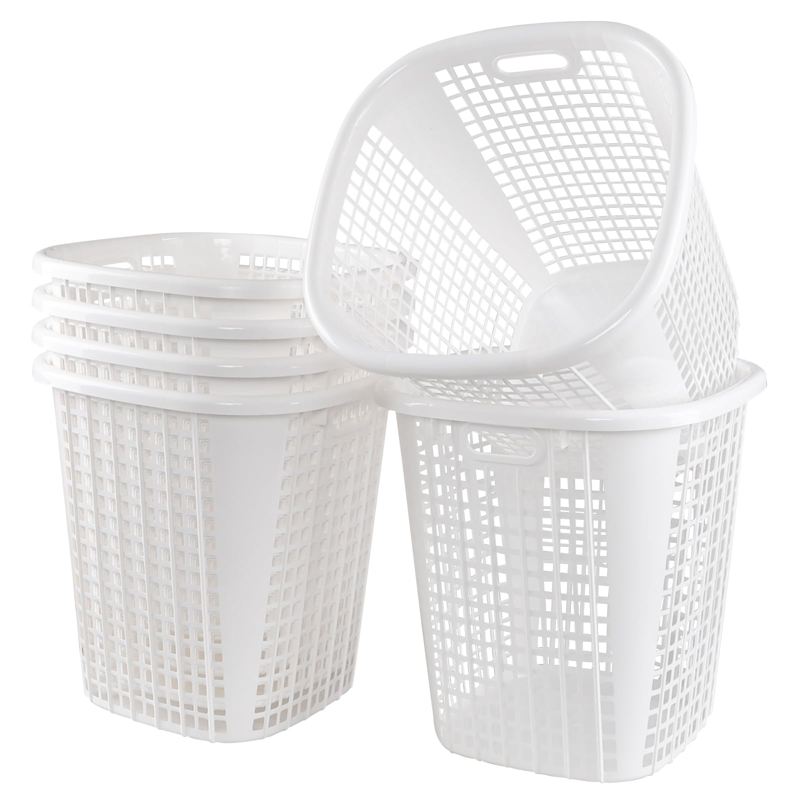 Afromy 6-Pack 45 L Plastic Laundry Basket, 16.54" Tall Clothes Hamper for Clothes, Towels&Toys in the Family and Dorm, White