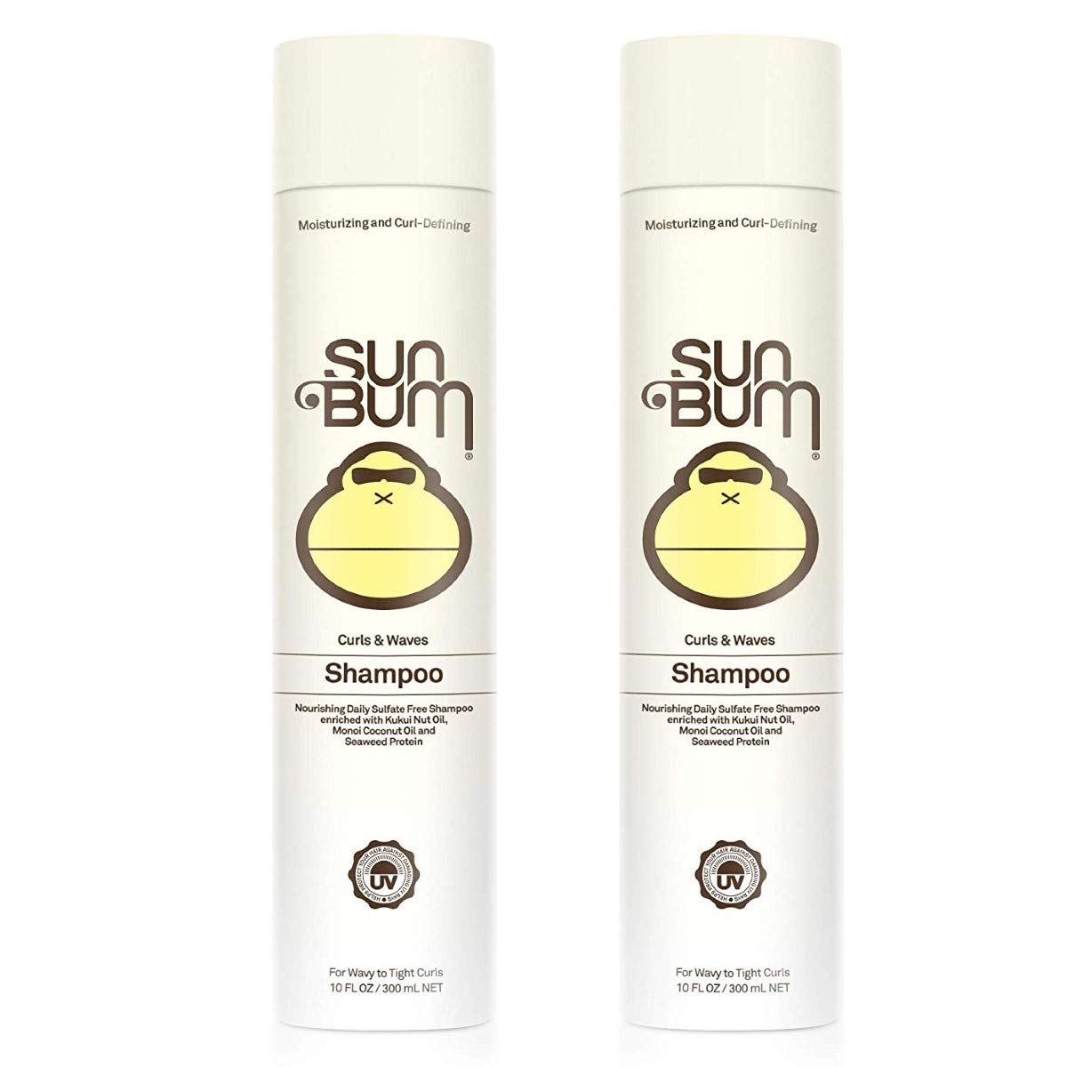 Sun Bum Curls & Waves Shampoo | Vegan and Cruelty Free Moisturizing Hair Wash for Wavy and Curly Hair | 10 oz | Pack of 2