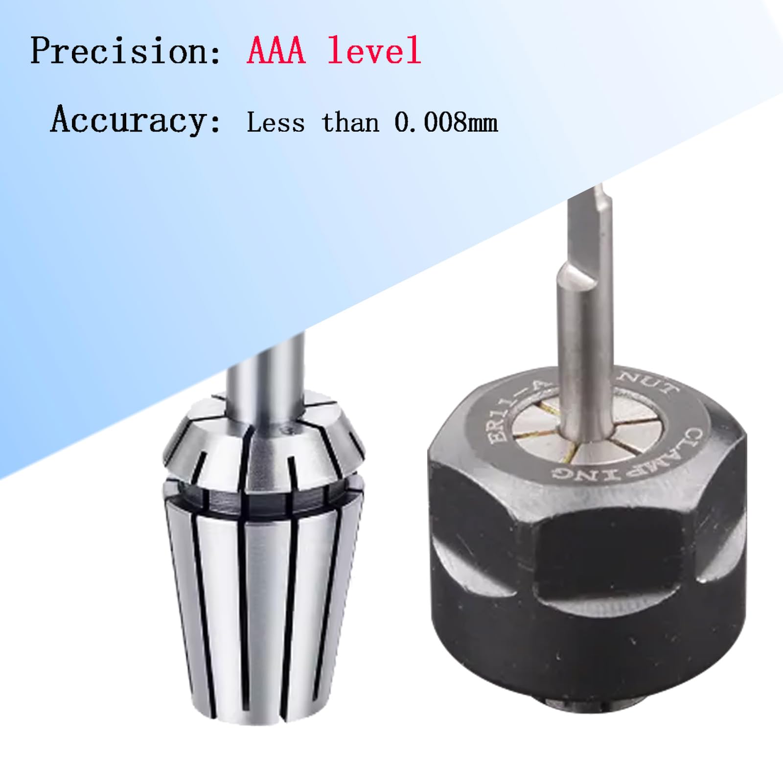 ๐๐ฎ๐จ ๐ค๐ ER11 Spring Collet Nut Set - AAA Level High Precision ER11 1/4 Inch Collet Chuck + ER11 Clamping Nut for CNC Engraving Mechine/Lathe Milling Tool