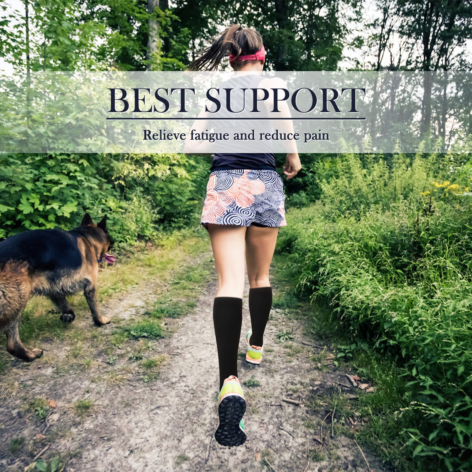 4 Pairs Compression Socks for Women & Men, Circulation 15-20 mmHg - Knee High Copper Compression Socks for Running, Cycling, Medical, Athletic Nurse, Best Support for Pain Relief (L/XL)