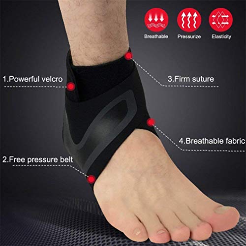Ankle Brace Support Sleeves, 1 Pair Adjustable Elastic Sports Ankle Brace Sleeves, Ankle Fixation Bandage for Relieve Pain Exercise Arthritis Metatarsal Fasciitis Arch Support Basketball (L)