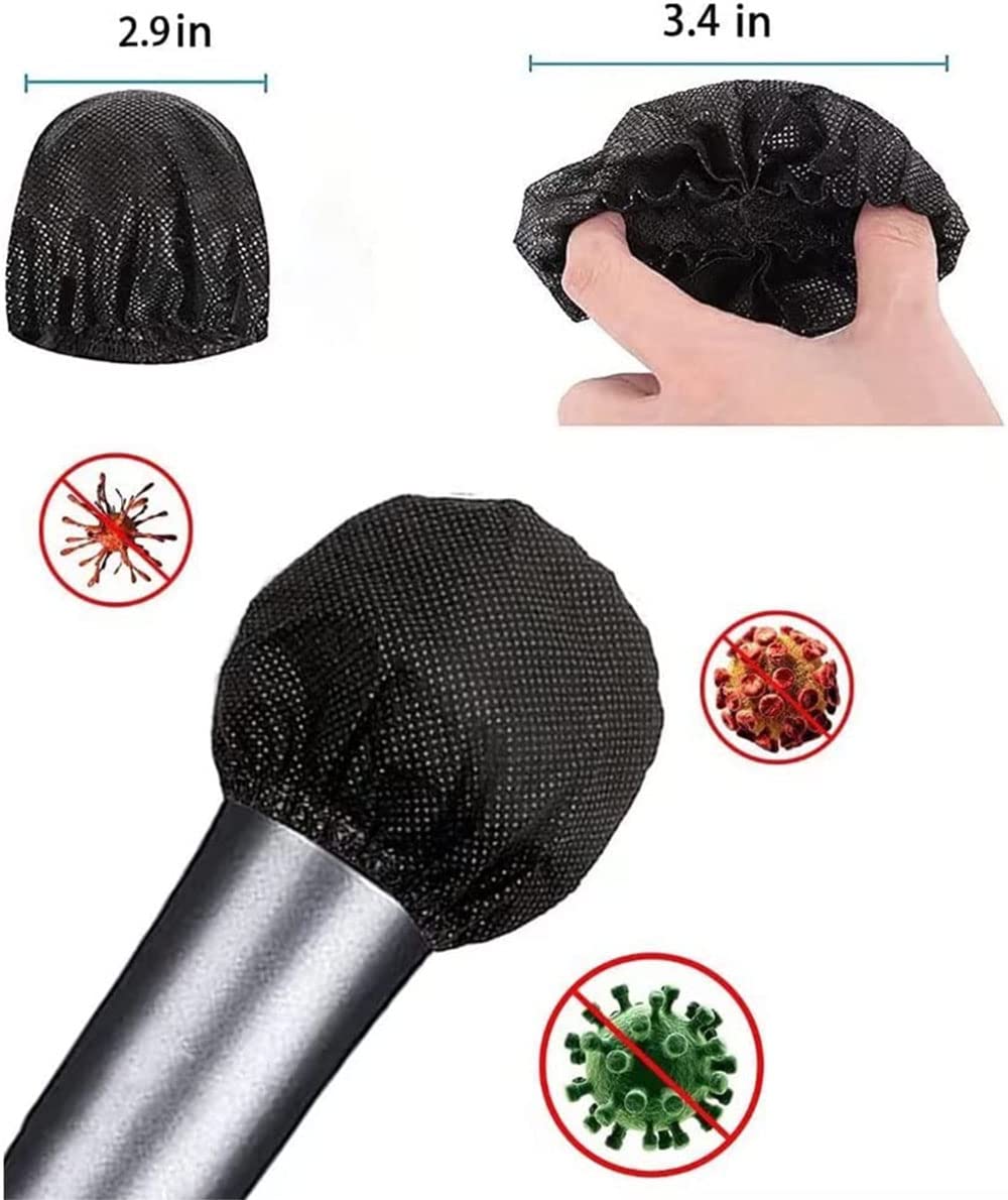 400pcs Microphone Cover Disposable,Mic Windscreen Non-Woven Handheld Mic Cover Black，white，red Pop Filter Individually Wrapped, 3.34in