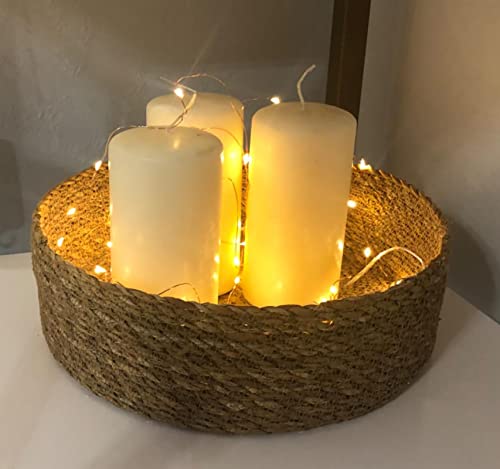 Yesland 3 Sizes Woven Rattan Basket, Natural Round Bread Serving Basket Nesting Baskets with Plastic Dust Bag, Perfect Storage Baskets for Coastal, Beach Decor Pantry, Bathroom