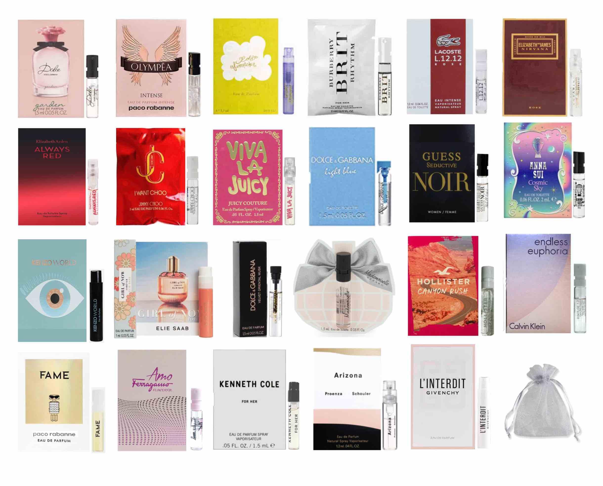 Women's fragrance sampler set - Designer perfume sample Lot x 8 Vials