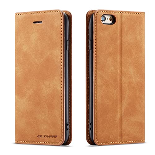 QLTYPRI Case for iPhone SE 2022 5G/iPhone SE 2020/iPhone 8/iPhone 7, Premium PU Leather Cover TPU Bumper with Card Holder Kickstand Magnetic Adsorption Flip Wallet Case for iPhone 7/8/SE2/SE3 - Brown