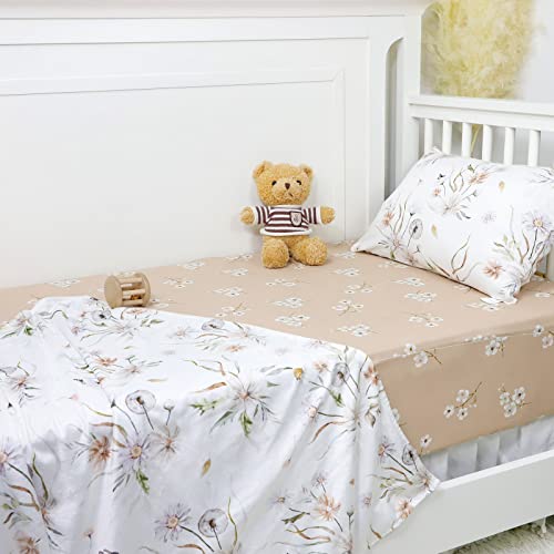 CARUILI Toddler Pillowcase 2 Pack, Fits 13"x 18" or 14"x19" Kids Pillow, Silky Soft & Breathable Envelope Closure Kids Pillowcases Cover Set for Sleeping, Travel, Wildflower
