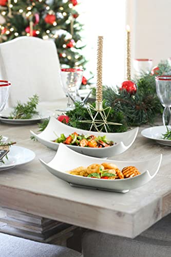 LAUCHUH Decorative Bowl Serving Platter White Serving Dishes Decorative Centerpiece Deep Serving Bowl Serving Dishes and Platters 12-Inch Set of 3