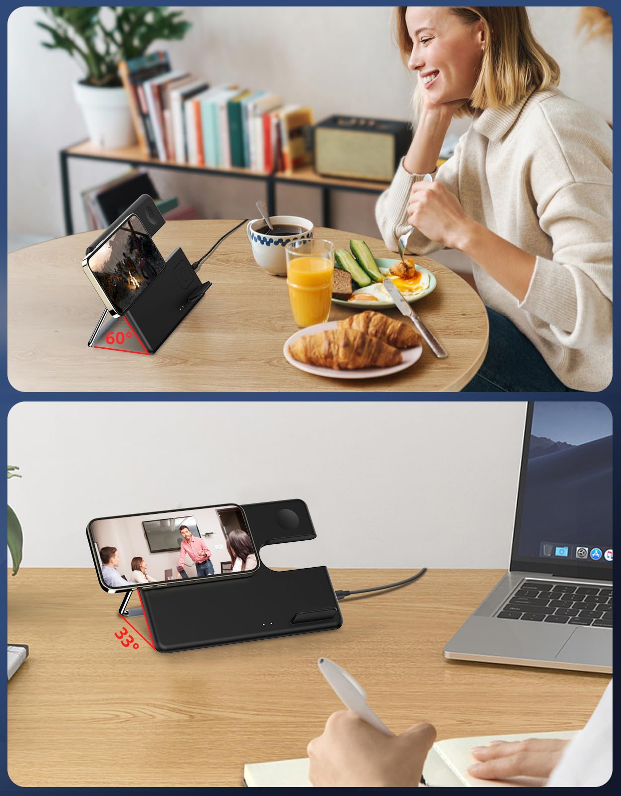 3 in 1 Wireless Charger Stand for Magsafe: ๐ฎ๐ฌ๐ฎ๐ฐ ๐ก๐ฒ๐ Charging Station for iPhone 15/14/13/12 Series - Magnetic Phone Pad for Apple Watch Ultra 2/Series 9/8/7/6/5/4/3/2/SE, AirPods Pro 3rd/2nd