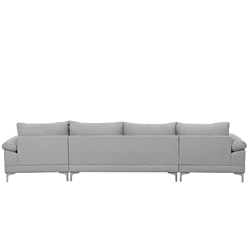 Casa Andrea Milano Modern Large Boucle U-Shape Sectional Sofa, Double Extra Wide Chaise Lounge Couch, Light Grey
