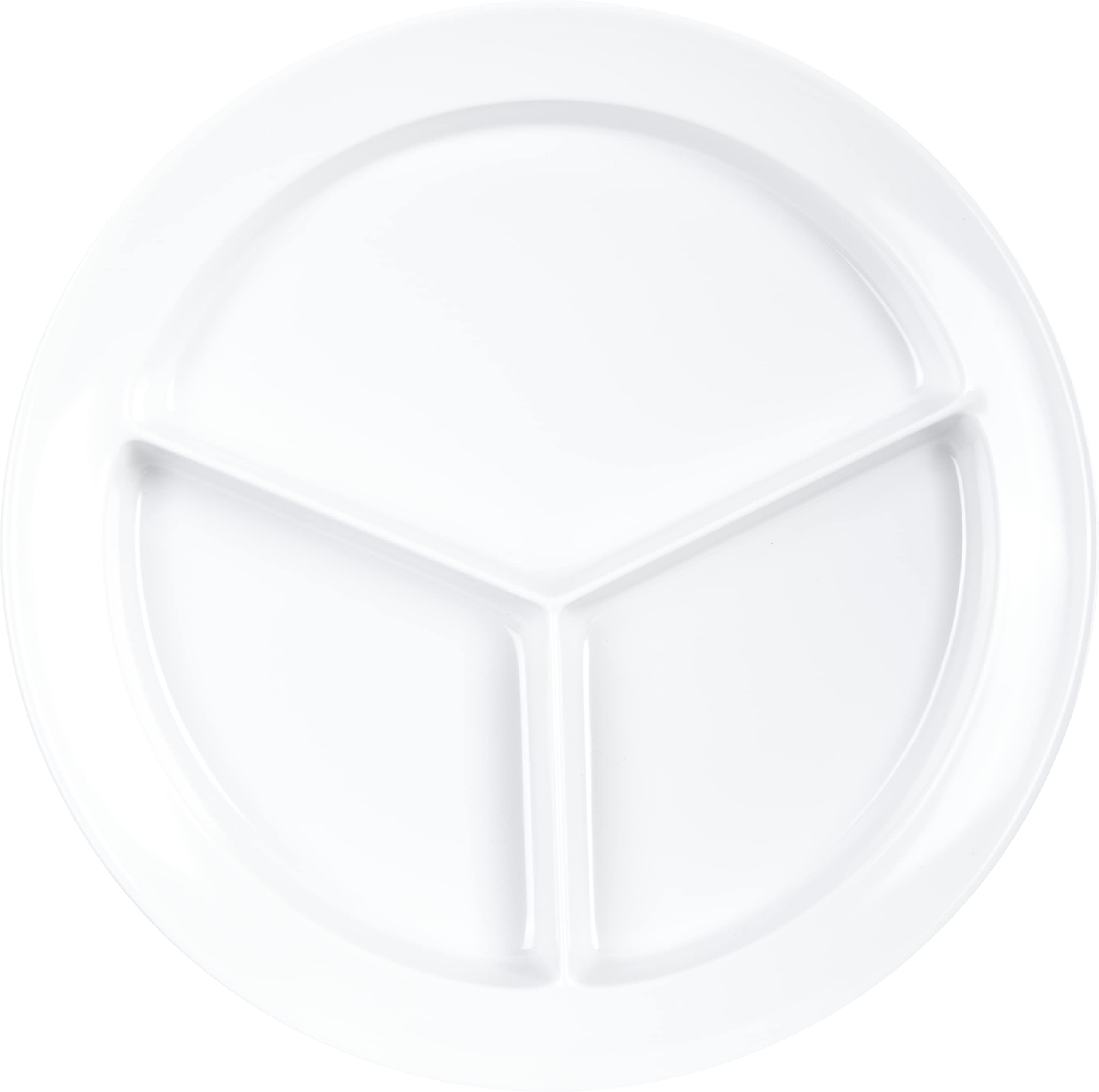 Carlisle FoodService Products Kingline Divided Plate Deep Compartment Plate with 3 Compartments for Home and Restaurant, Melamine, 8.75 Inches, White