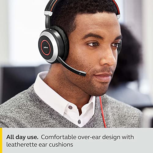 Jabra Evolve 80 UC Wired Stereo Over-Ear Headset β Unified Communications Optimised Headphones with Active Noise Cancellation β USB-C Cable and 3.5 mm Jack Connections β Black
