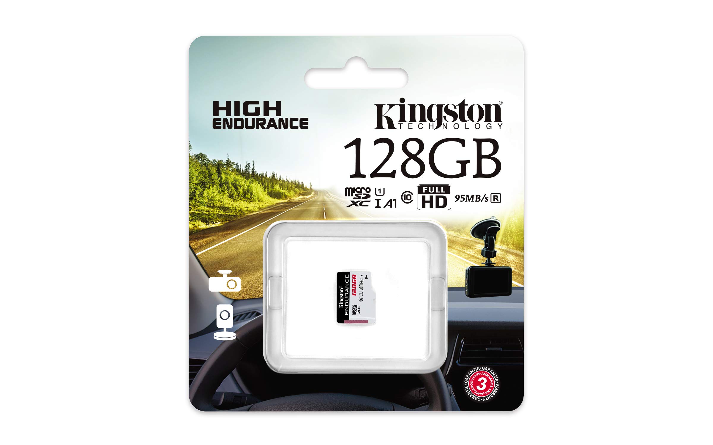 Kingston High Endurance 128GB MicroSD SDXC Flash Memory Card High Performance, 1080P, Full HD, Up to 95MB/S Read, (SDCE/128GB)