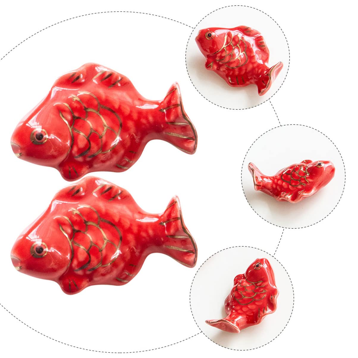Abaodam 2pcs Fork Rest Decorations Rests Creative Japanese Dining Ceramic Spoon Knife Table Accessory Home Fish Chinese for Chopsticks Stand Holder Calligraphy Chopstick Goldfish Shaped