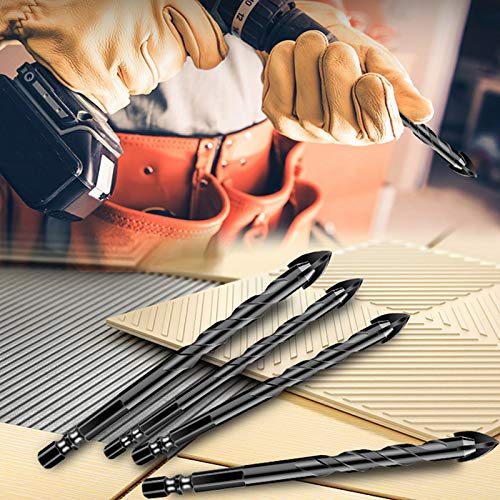 6PCS Ceramic Tile Drill Bits, JOERIC Masonry Drill Bits Set for Glass, Brick, Tile, Concrete, Plastic and Wood Tungsten Carbide Tip for Wall Mirror and Ceramic Tile with Size (5mm ~12mm).