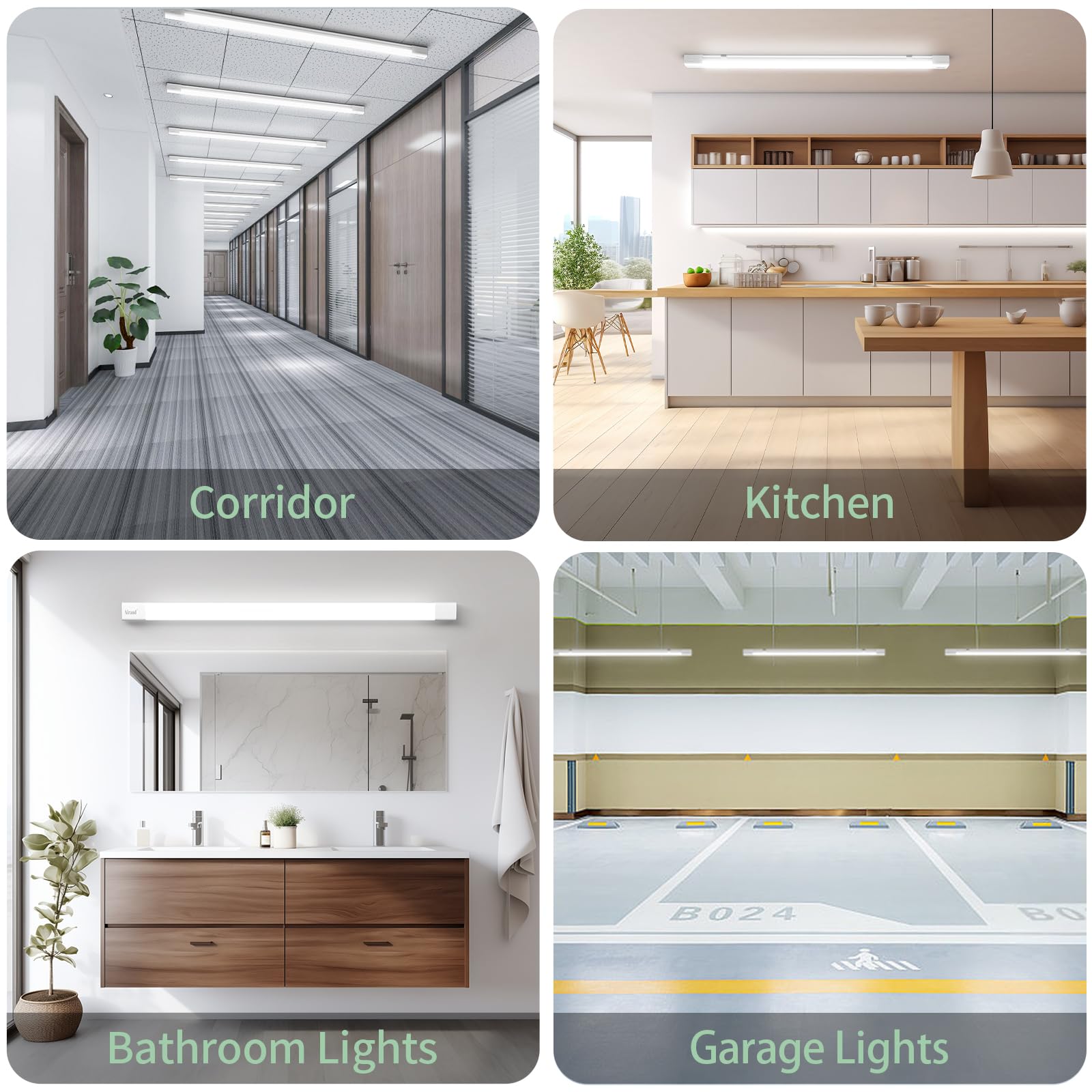 Airand 5000K Plug in Ceiling Light, 4FT Linkable LED Shop Light with ON/Off Switch, 36W 3600LM Garage Light Fixture, IP66 Waterproofing Tube Light for Bathroom, Workshop, Office, Basement