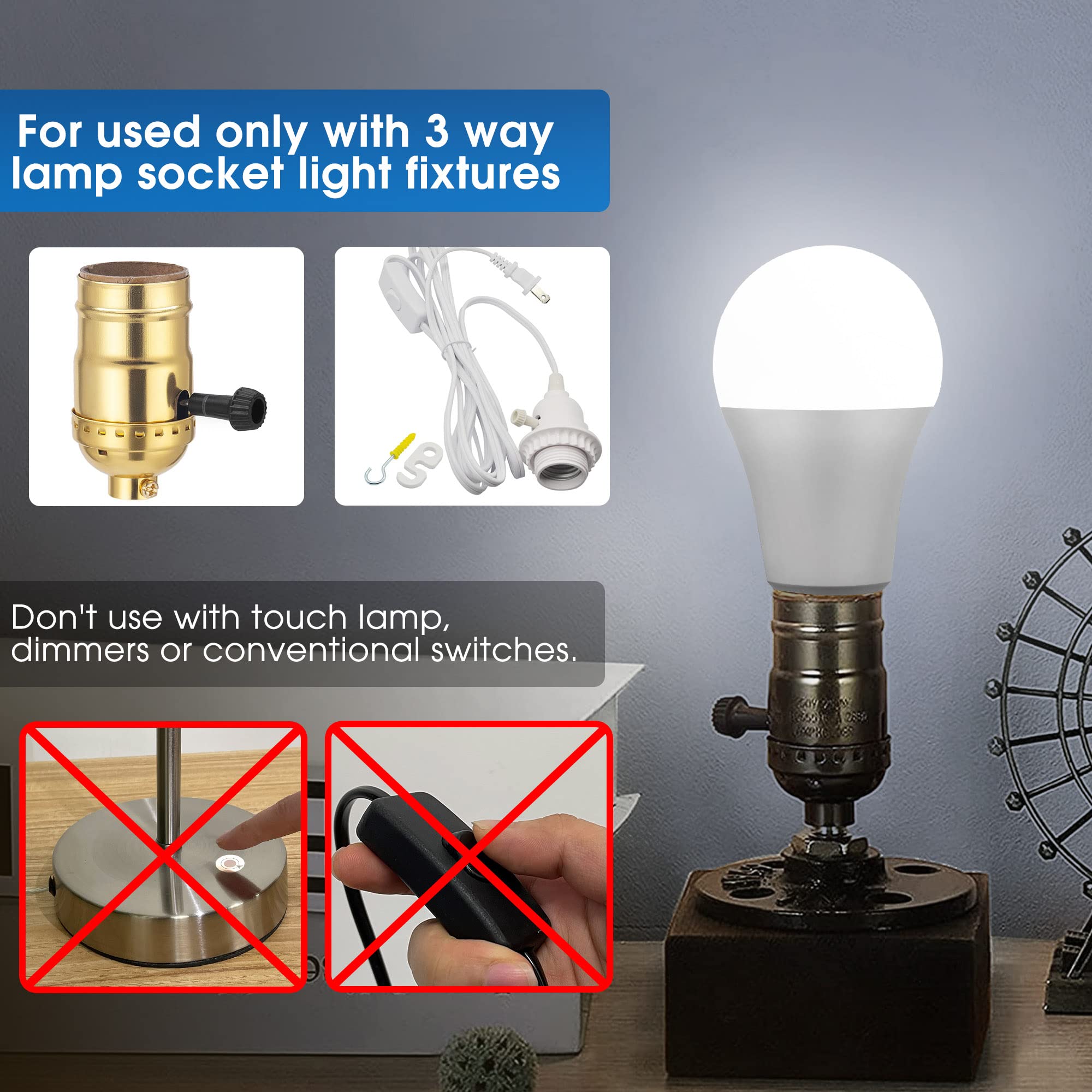 LED Light Bulbs, ๐ ๐๐๐ฒ ๐๐๐ ๐๐ข๐ ๐ก๐ญ ๐๐ฎ๐ฅ๐๐ฌ 50 100 150W Equivalent, Briignite 3 Way Light Bulbs, Three Way A19 Light Bulbs E26 Medium Base, Daylight White 5000K, 500lm-1000lm-1500lm, 2Pack