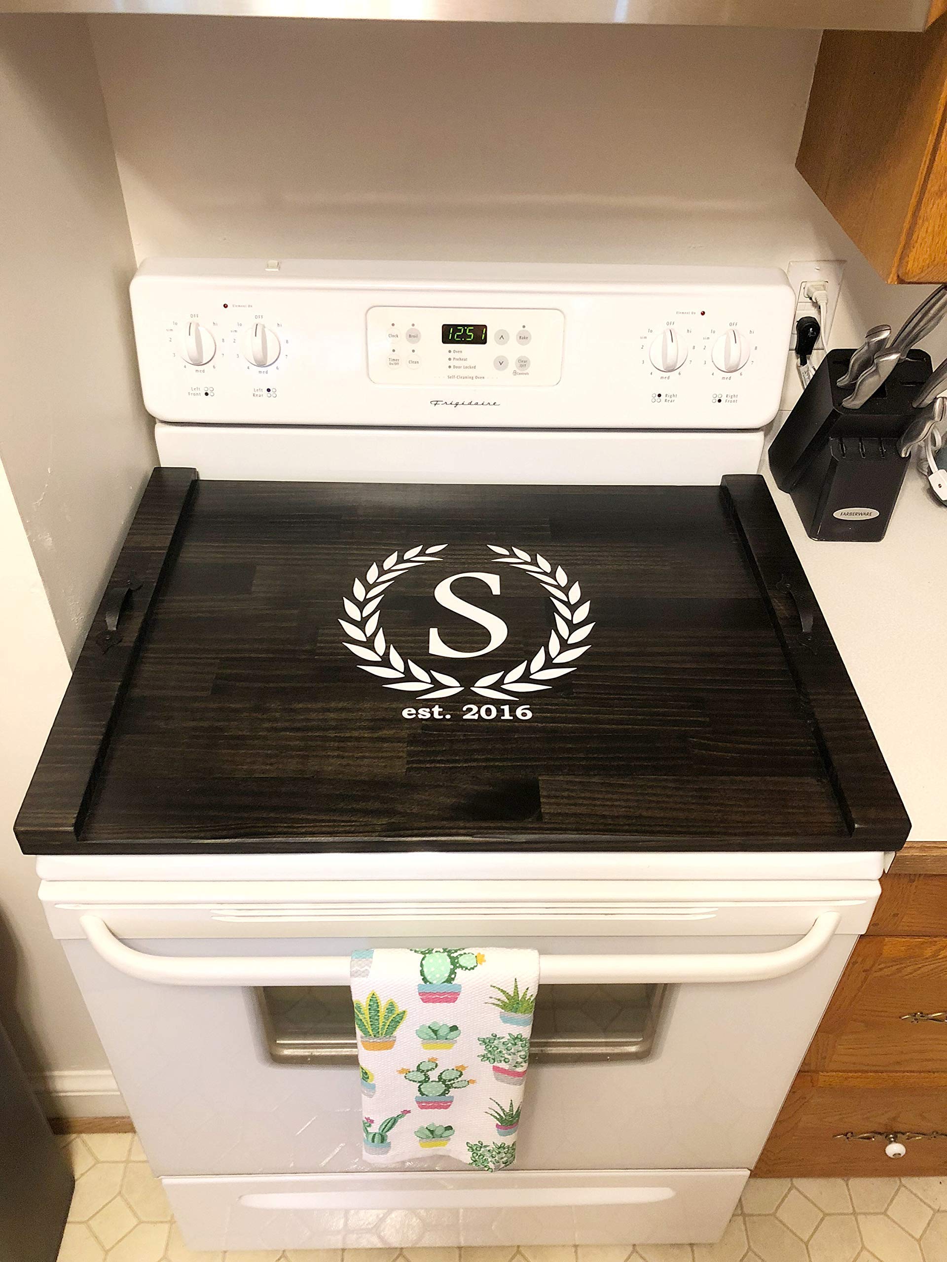 Rustic Stove Top Cover, Wooden Tray For Stove, Monogram Stove Cover, Stove Tray, Decorative Tray
