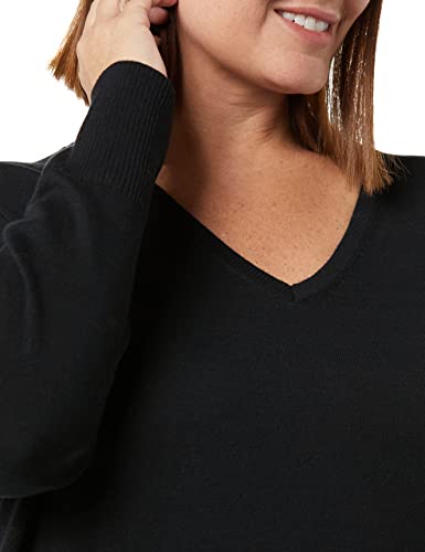 Amazon Essentials Women's Lightweight Long-Sleeve V-Neck Tunic Sweater (Available in Plus Size), Black, Large
