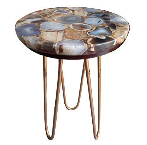 Agate Table With Metal Stand, Natural Agate Table, Round Agate Stone Table, Centerpiece, Agate Side Table 18" Inch, Piece Of Conversation, Family Heir Loom