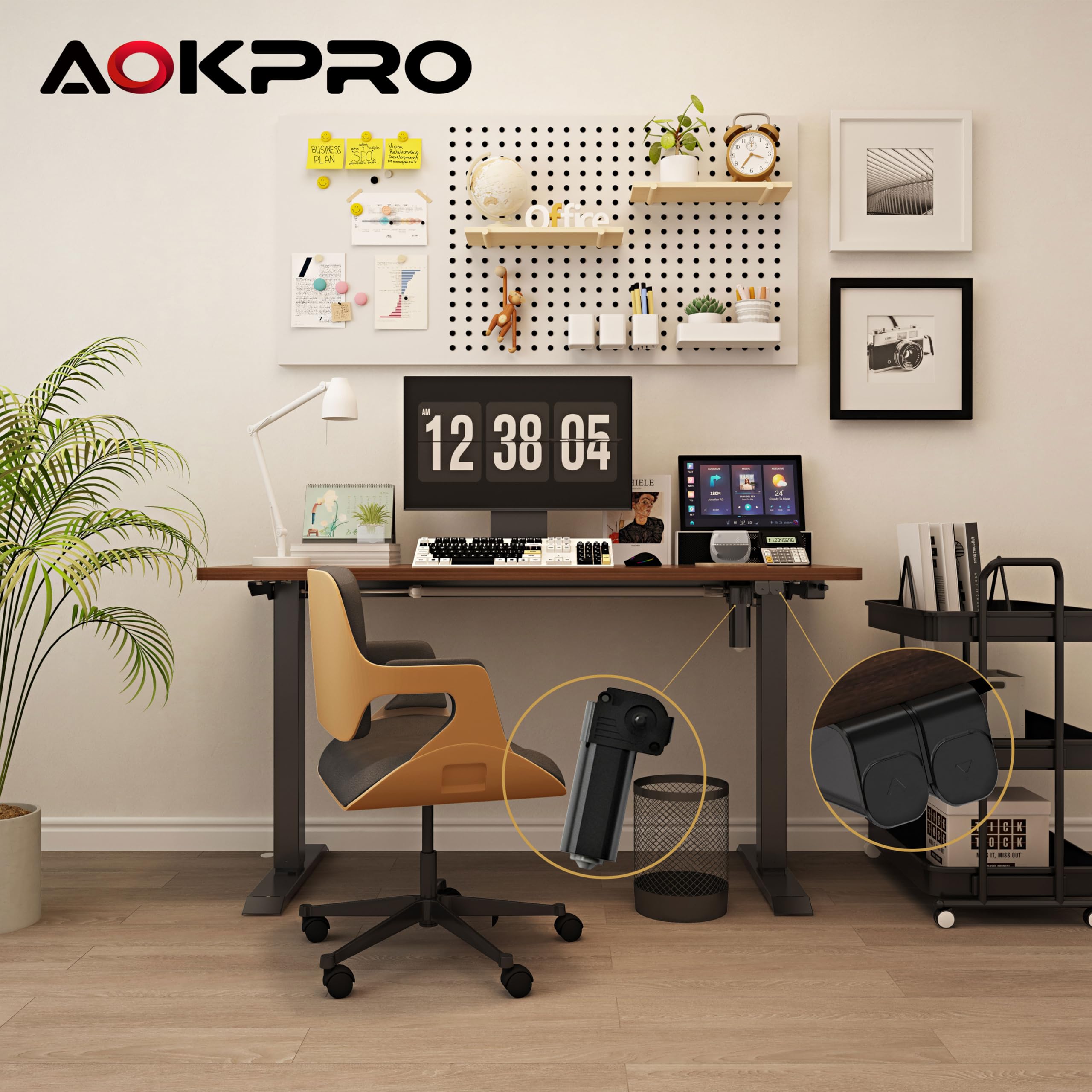 AokPro Electric Standing Desk Electric Height Adjustable Desk Stand up Desk with Memory preset Button Ergonomic Sit Stand Desk for Home Office Black Frame (Single-Motor)