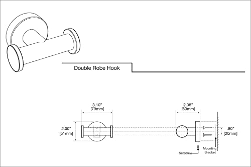 Gatco 4635A Glam Double Robe Hook, Chrome
