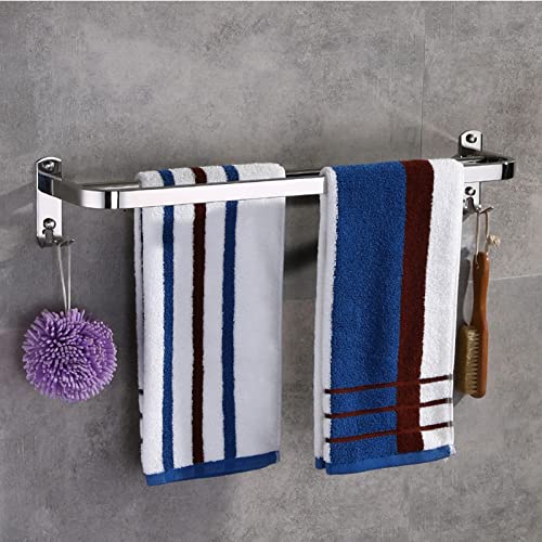 Towel Rail Rack - Hand Towel Holder for Bathroom Wall - 30cm Bath Bar Silver - Attached with Practical 2 Hooks - Stainless Steel - Fits in Kitchen,Toilet - Contemporary Design (Size : 27.6 inch)