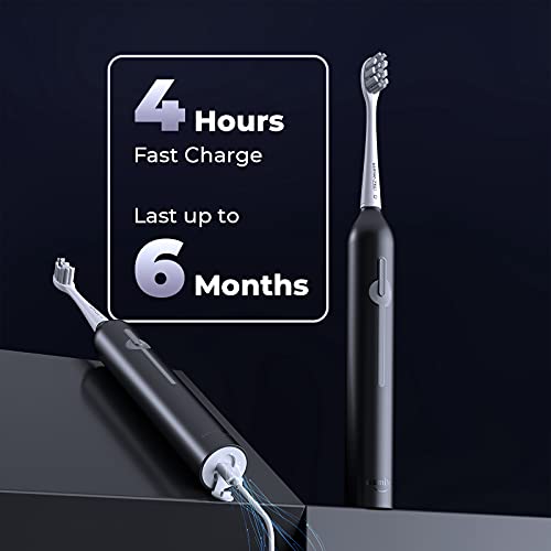 usmile Sonic Electric Toothbrush for Adults, USB Rechargeable with 2 Brush Heads, Powered Whitening Toothbrush with Smart Timer, 4-Hour Fast Charge for 180 Days Use, P1 Black