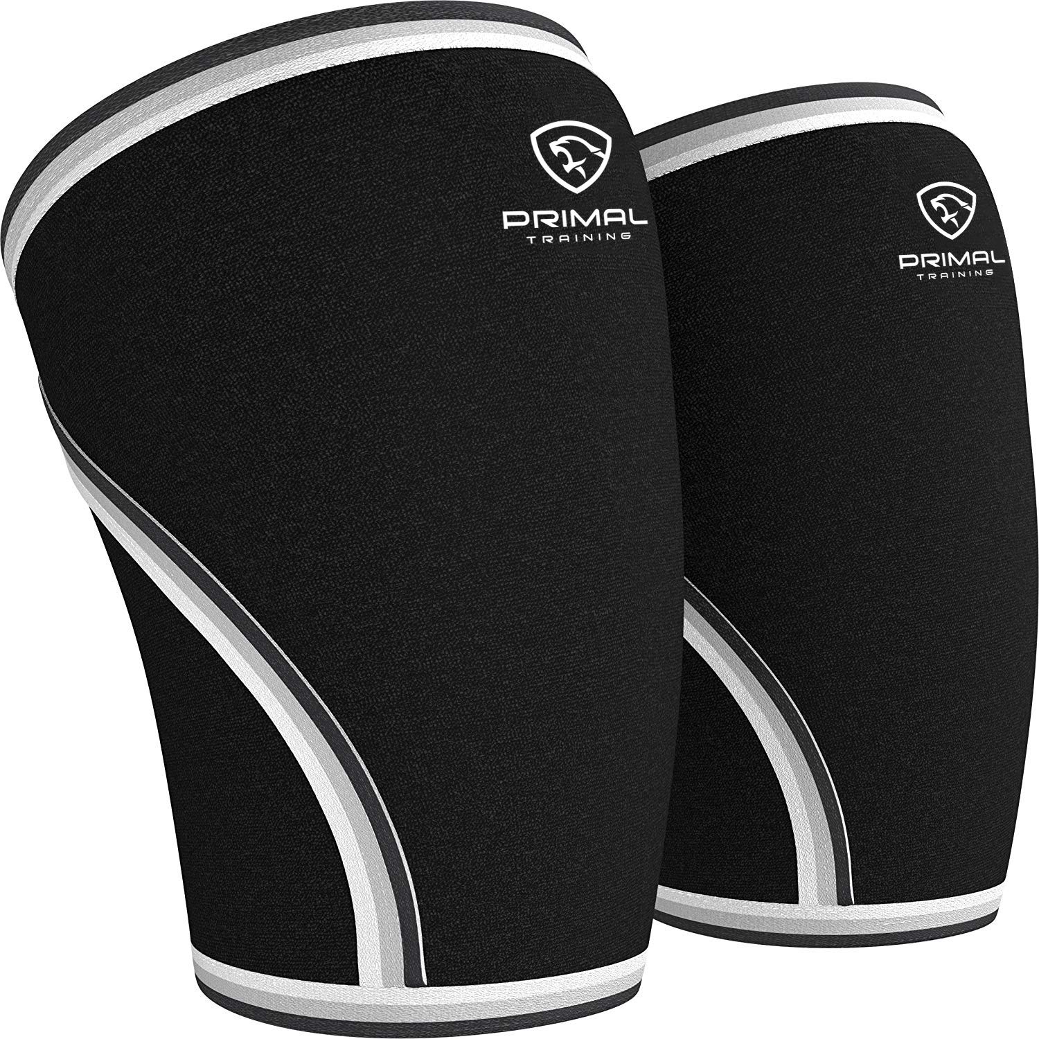 7mm Neoprene Knee Sleeve by Primal Training - Compression Warmth and Support for Crossfit Weightlifting Powerlifting and Bodybuilding - Nonslip and Supports Knee Injuries (Small)
