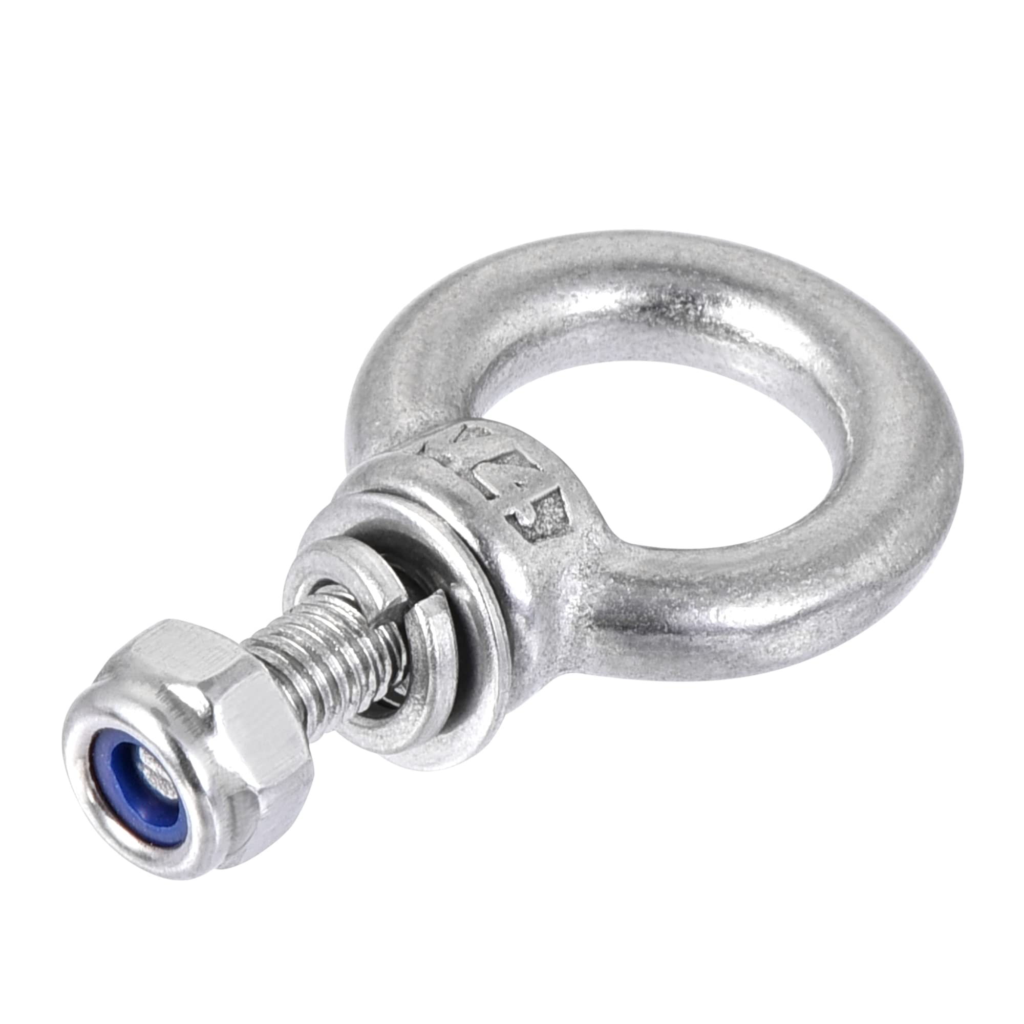 uxcell Lifting Eye Bolt M4 x 11mm Male Thread with Hex Screw Nut Gasket Flat Washer for Hanging Securing Chain Wire Rope, 304 Stainless Steel, 6 Sets