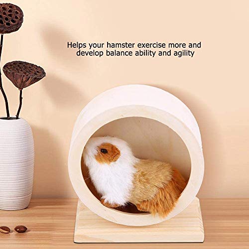 XINGFENSIFNE Hamster Exercise Wheel Silent Spinner with Disassemble Base, Wooden Running Wheel for Syrian Hamster, Dwarf Hamster,Mice,Guinea Pigs and Other Small Animals, 6 inch