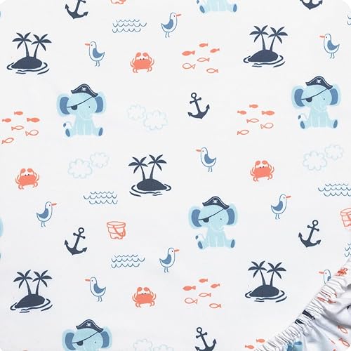 Sammy & Lou Ahoy Archie 4-Piece Baby Nursery Crib Bedding Set for Boys, Includes Quilt, Fitted Crib Sheet, Crib Skirt, and Plush Toy