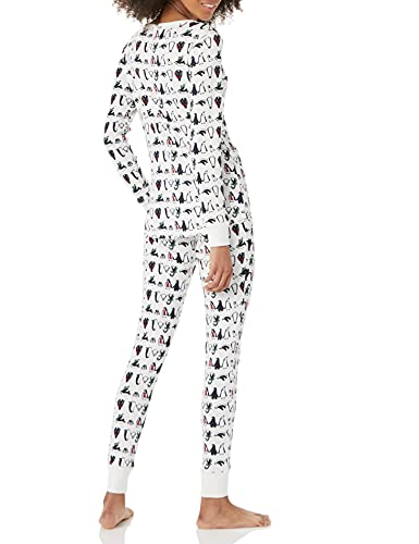 Amazon Essentials Women's Snug-Fit Cotton Pajama Set (Available in Plus Size), Penguin Parade, Medium