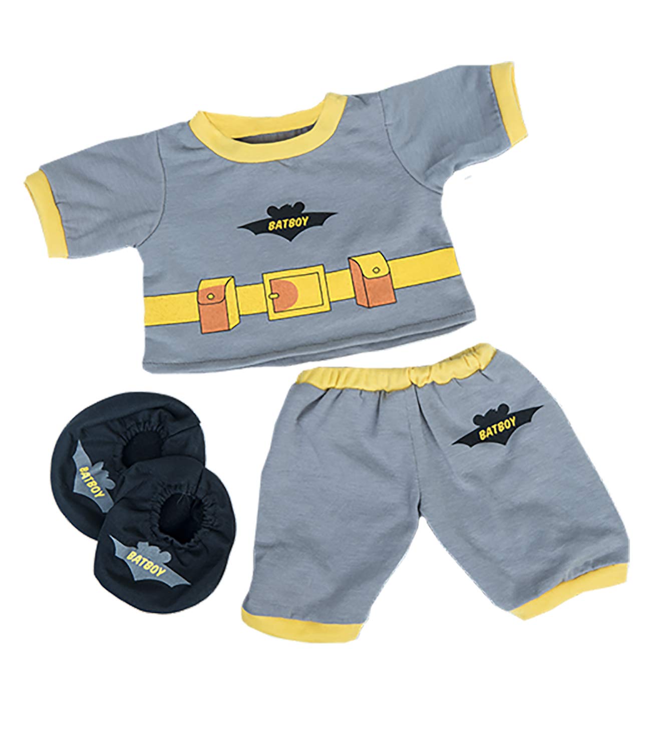 Batboy PJ's W/Slippers Teddy Bear Clothes Outfit Fits Most 14" - 18" Build-A-Bear, Vermont Teddy and Make Your Own Stuffed Animals
