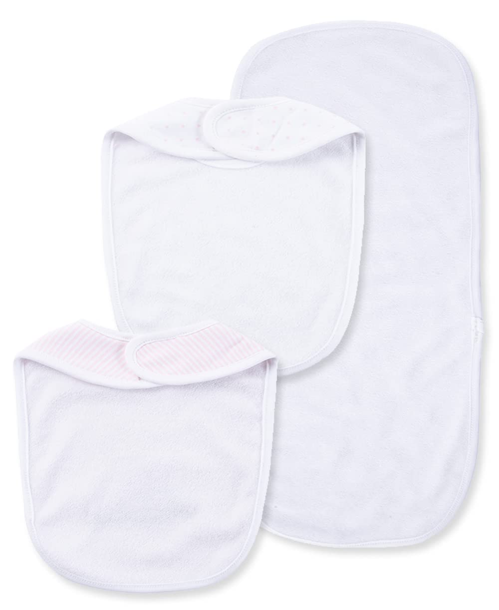 Little Me Baby Girls' 3 Piece Bib and Burp Set, Bunnies, Pink/Multi, One Size