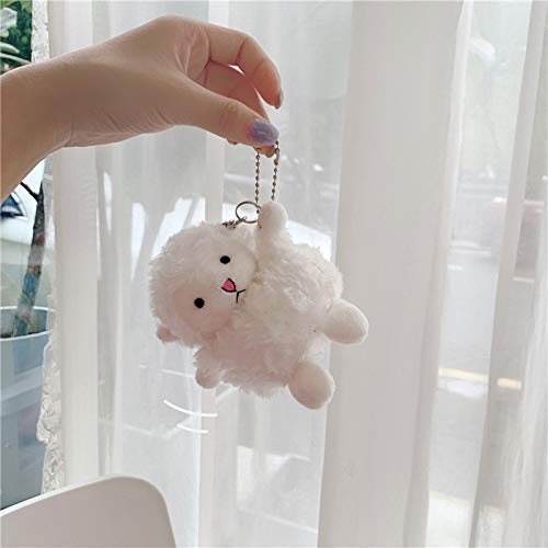 Rertnocnf Compatible with Earbuds Case Airpods 1 & 2, Kids Teens Girls Cute Plush White Sheep Wireless Earphone Protector Keychain