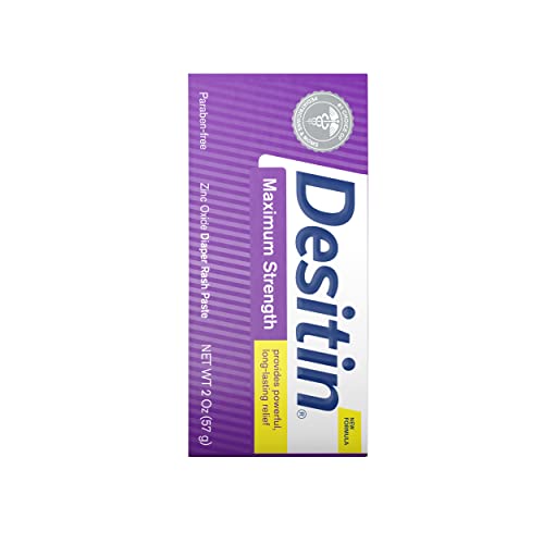 Desitin Maximum Strength Baby Diaper Rash Cream with 40% Zinc Oxide for Treatment, Relief & Prevention, Hypoallergenic, Phthalate- & Paraben-Free Paste, Travel Size, 2 oz (Pack of 6)
