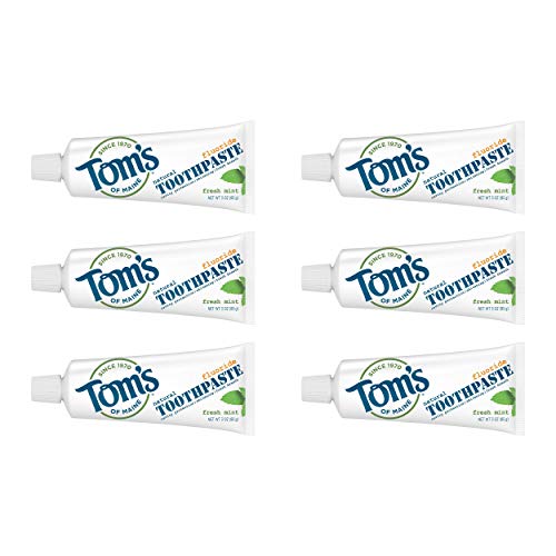 Tom's of Maine Travel Size Anticavity Fresh Mint Toothpaste, 3 oz. 6-Pack (Packaging May Vary)