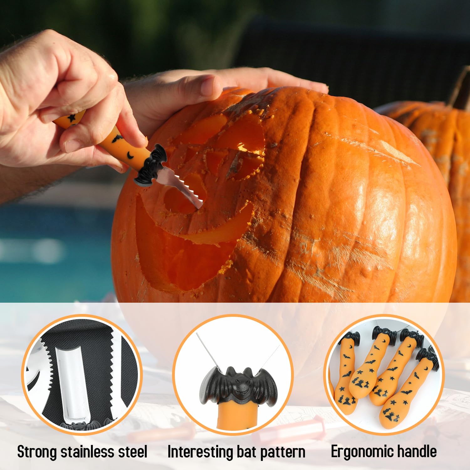 NDLBS Pumpkin Carving Tools Halloween 11 Pcs Professional Pumpkin Carving Set with Storage Bag Upgraded Pumpkin Carving Kit for Halloween Decorations Jack-O-Lanterns Pumpkins
