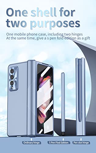 Case with S Pen for Samsung Galaxy Z Fold 3 5G 2021 with Removable Hinge Protection Holder and Built-in Camera Lens Protector and Front Screen Protector
