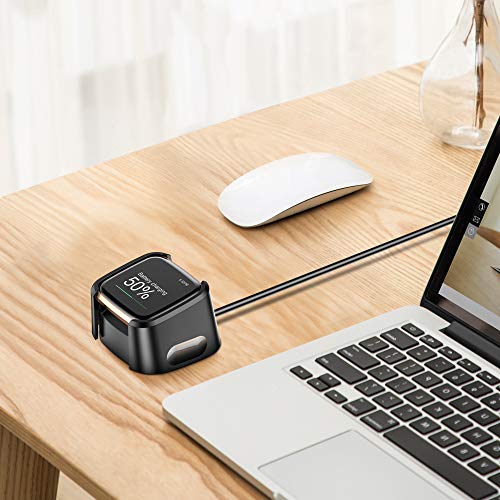 QIBOX Charger Compatible with Fitbit Versa 2 (Not for Versa/Versa Lite), 2-Pack Replacement USB Charging Cable Dock Stand for Versa 2 Health & Fitness Smartwatch, 3Ft Sturdy Power Cord