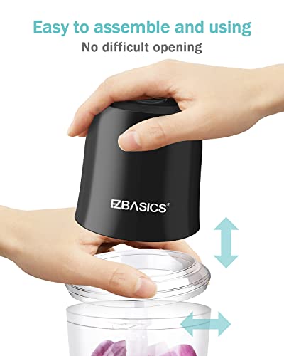 EZBASICS Food Processor, Small Electric Food Chopper for Vegetables, Meat, Fruits, Nuts, 2 Speed Mini Food Grinder With Sharp Blades, 2-Cup Capacity, Black
