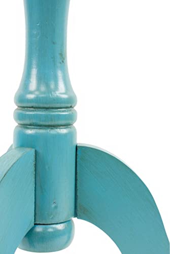 Decor Therapy Simplify Round Pedestal Accent Side Table, 24" x 15" x 15", Turquoise