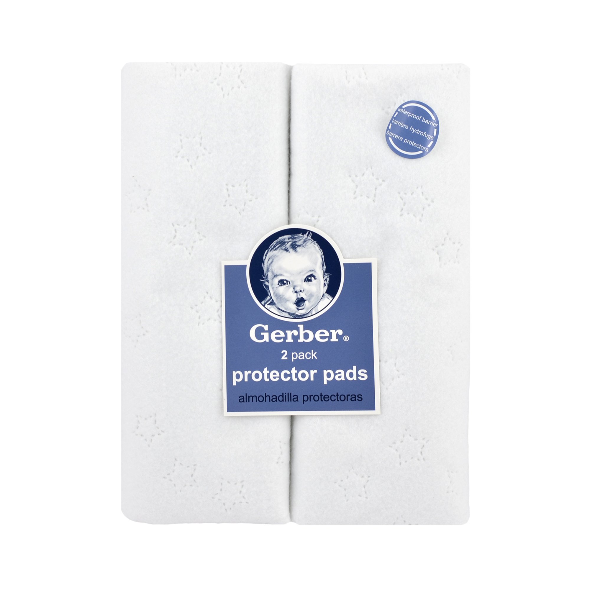 Gerber, Baby Boys and Girls Newborn Infant Baby Toddler Nursery Waterproof Barrier Bedding Crib Protector Pad, 18βx 7β, White, 2 Pack