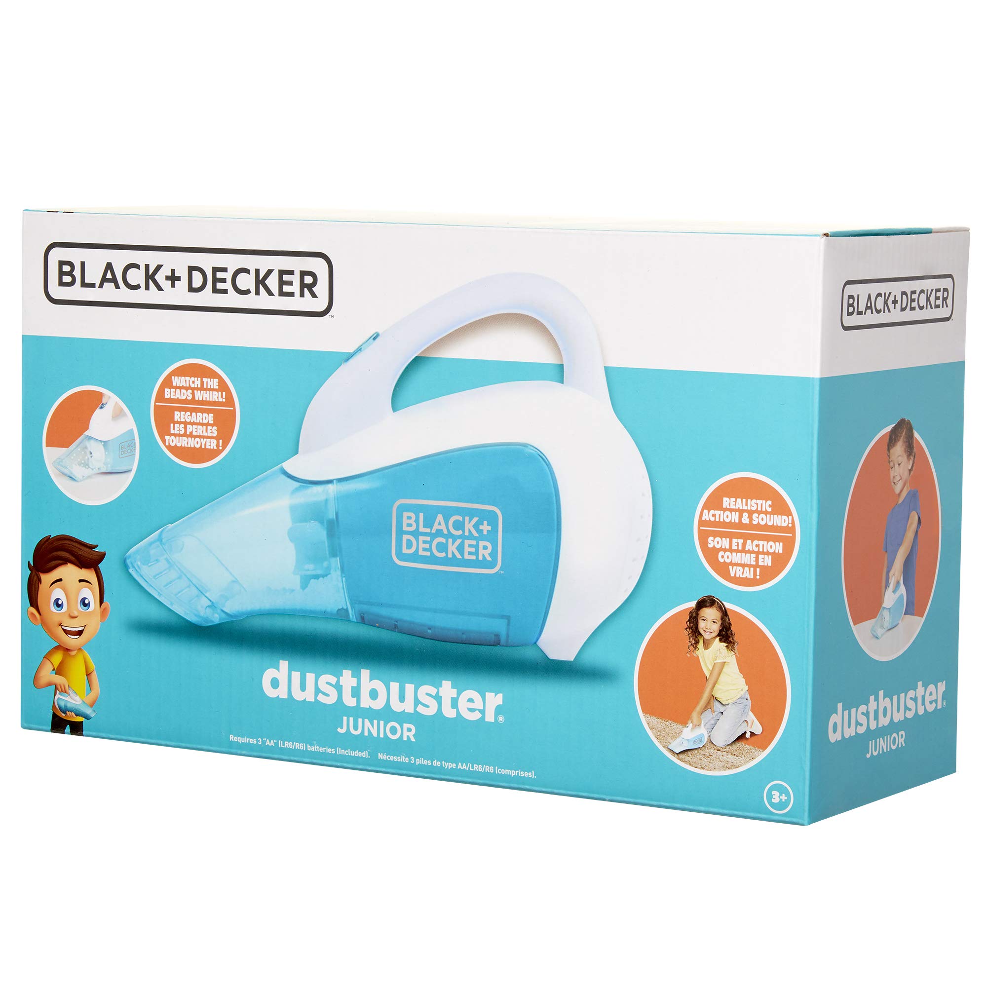 BLACK+DECKER Dustbuster Junior Toy Handheld Vacuum Cleaner with Realistic Action & Sound! Pretend Role Play Toy for Kids with Whirling Beads & Batteries Included [Amazon Exclusive]