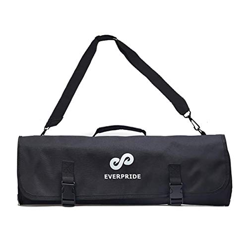 EVERPRIDE Chef Knife Roll Bag Holds 10 Knives β Contains 2 Large Zippered Pockets for Meat Cleavers and Cooking Tools β Durable Knife Case for Chefs and Culinary Students β Knives Not Included